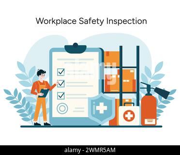 Workplace safety inspection vector. A meticulous review of industrial ...