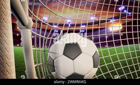 Football Stadium. The soccer ball flies into the net. 3d Stock Photo ...