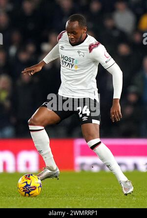 Ryan Nyambe of Derby County during the Sky Bet Championship match ...