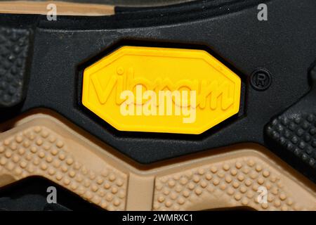 A Vibram branded rubber sole on the outsole of a shoe Stock Photo - Alamy