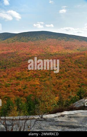 Hiking trail at Franceville Sepaq Megantic mount. Pedestrian bridge ...