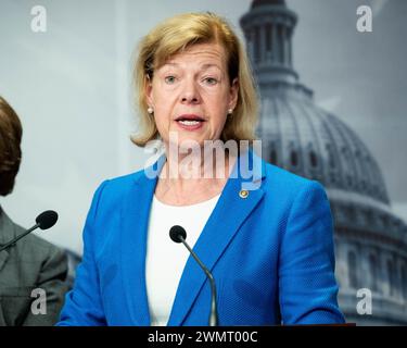 Senator Tammy Baldwin (D-WI) speaks to media during weekly Senate ...