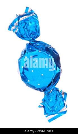 Candy in light blue wrapper isolated on white Stock Photo - Alamy