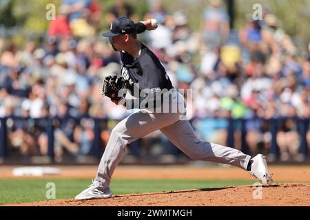 New York Yankees' Will Warren pitches during the first inning of a ...