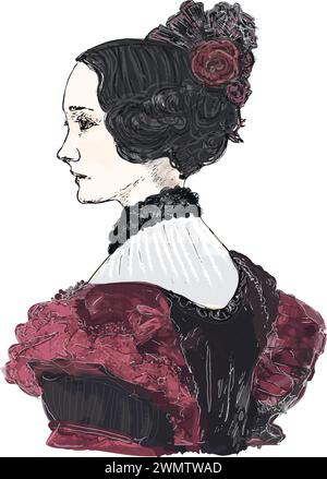 Vector of 19th century mathematician, Ada Lovelace, Countess Lovelace ...
