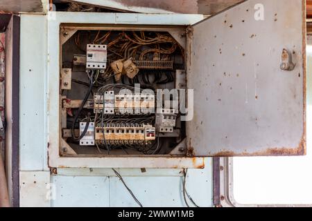 Old rusty electrical fuse box, UK Stock Photo - Alamy