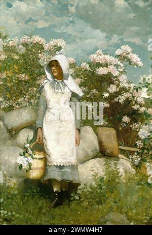 'Girl and Laurel' by Winslow Homer is a painting capturing a young girl ...