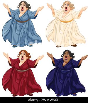 Four vector characters in vibrant 70s attire Stock Vector Image & Art ...