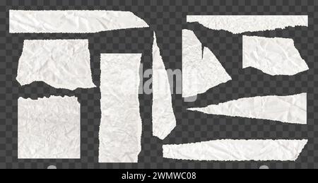 Set of torn and crumple paper pieces. Brown grunge jagged cardboard ...