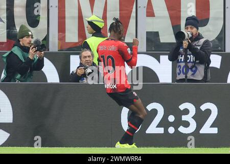 Rafael Leao of AC Milan celebrates after scoring second goal during the ...