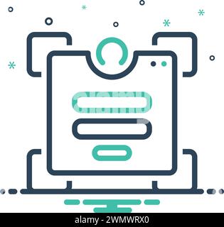 Signup icon logo sign vector outline in black and white color Stock ...
