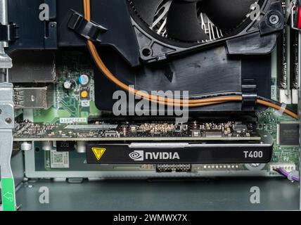 Nvidia T400 graphics card in a HP desktop PC Stock Photo - Alamy