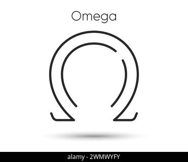 Omega uppercase line icon. Last Greek letter symbol. Ohm sign. Vector ...
