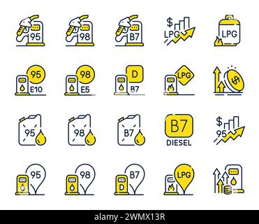 Diesel line icon. B7 fuel sign. Line icons. Vector Stock Vector Image ...