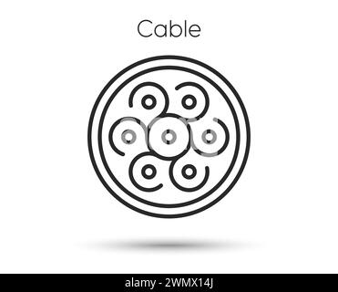 Fiber section icon. Optic cable sign. Internet network wire symbol ...