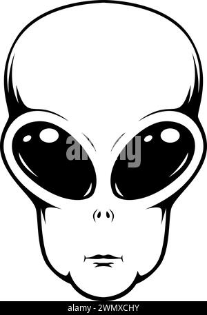 Illustration of alien head in engraving style. Design element for ...
