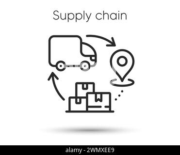 Supply chain line icon. Delivery and logistic chain sign. Freight ...