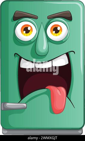 Vector illustration of a playful, animated refrigerator Stock Vector ...