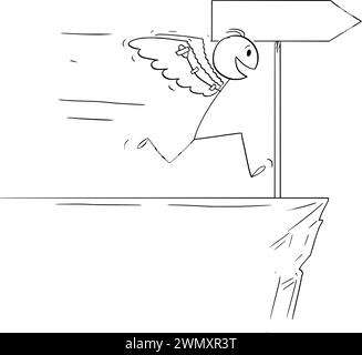Person With Wings Wants to Fly, Vector Cartoon Stick Figure ...