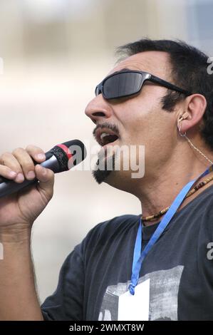 Verona Italy 07/09/2002: Pino Mango, Italian singer,during rehearsals ...