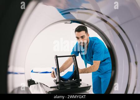 MRI calibration. Magnetic resonance imaging (MRI) scan of an animal's ...