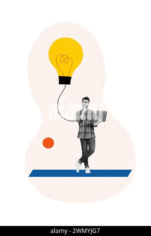 Composite collage picture of minded black white colors girl run road ...