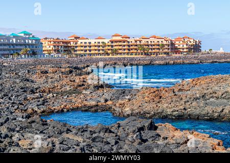 Holiday apartments beside the volcanic Caleta del Espino beach at ...
