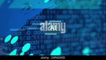Image of ai text and binary coding data processing over computer ...