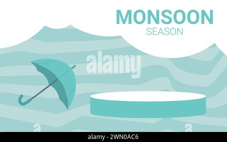 Monsoon season banner template. Podium for advertising flyer offer ...