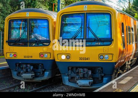 electric passenger commuter train barnt green station west midlands ...