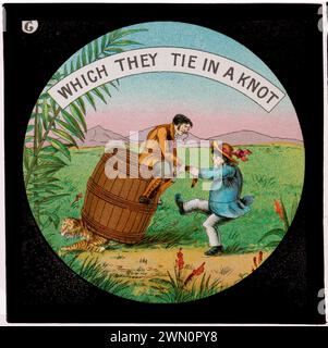 Hunters trapping a tiger in a barrel. Hunters trapping a tiger in a ...