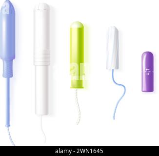 Realistic feminine hygiene tampons with applicator and sanitary pads ...