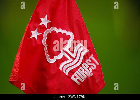 Corner flag with Forest crest ahead of the Premier League match between ...