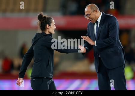 Spain coach Montse Tome during a press conference at Wembley Stadium ...