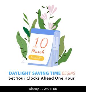 Spring Forward 2024. Daylight saving time information banner reminder ...