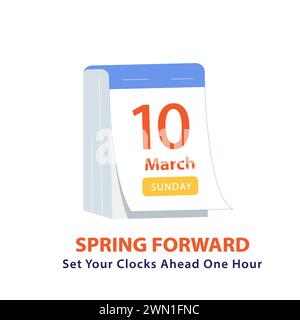 Spring Forward 2024. Daylight saving time information banner reminder ...