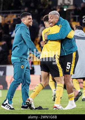Wolverhampton, UK. 28th Feb, 2024. Wolves' players with mascots ahead ...