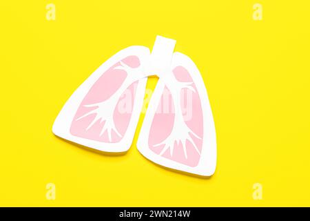 Paper lungs on yellow background Stock Photo - Alamy