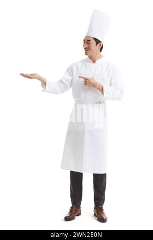 Chef making introducing gesture Stock Photo - Alamy