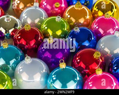set Christmas spheres of color Stock Photo - Alamy