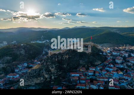 Landscape of historical Kastamonu castle on the hills near the city ...