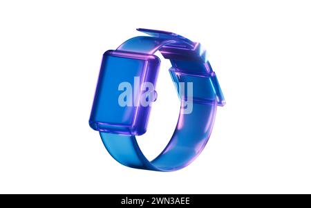 Smart watch with dark neon light effect, 3d rendering. 3D illustration ...