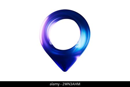 Location marker with dark neon light effect, 3d rendering. 3D ...
