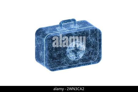 Medicine chest and blue glowing lines, medical concept, 3d rendering ...