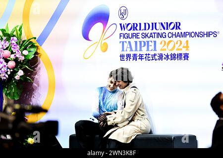 Arlet LEVANDI (EST), at Kiss & Cry, during Junior Men Short Program, at ...