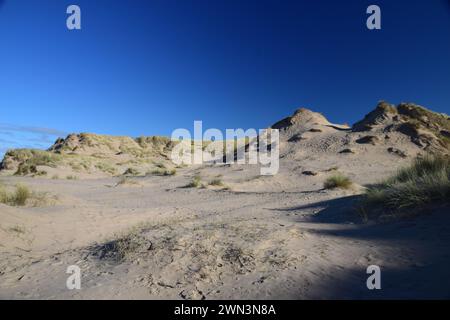 The sand dunes and beach along the Merseyside coast facing onto ...