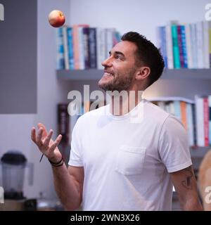 16/12/20 Nutritionalist, Rob Hobson, in his London kitchen Stock Photo ...