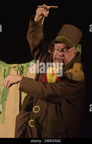 American puppeteer performs with puppets during Tripura International ...