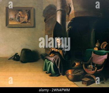 Gerard Dou - An old Woman peeling an Apple Stock Photo - Alamy