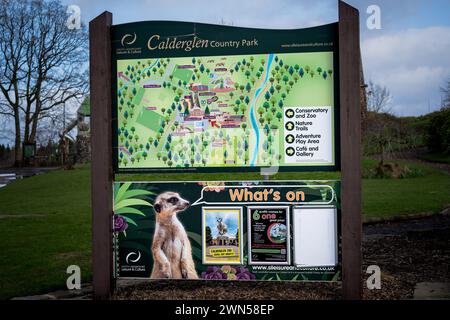 Calderglen Country Park and Zoo information sign Stock Photo - Alamy
